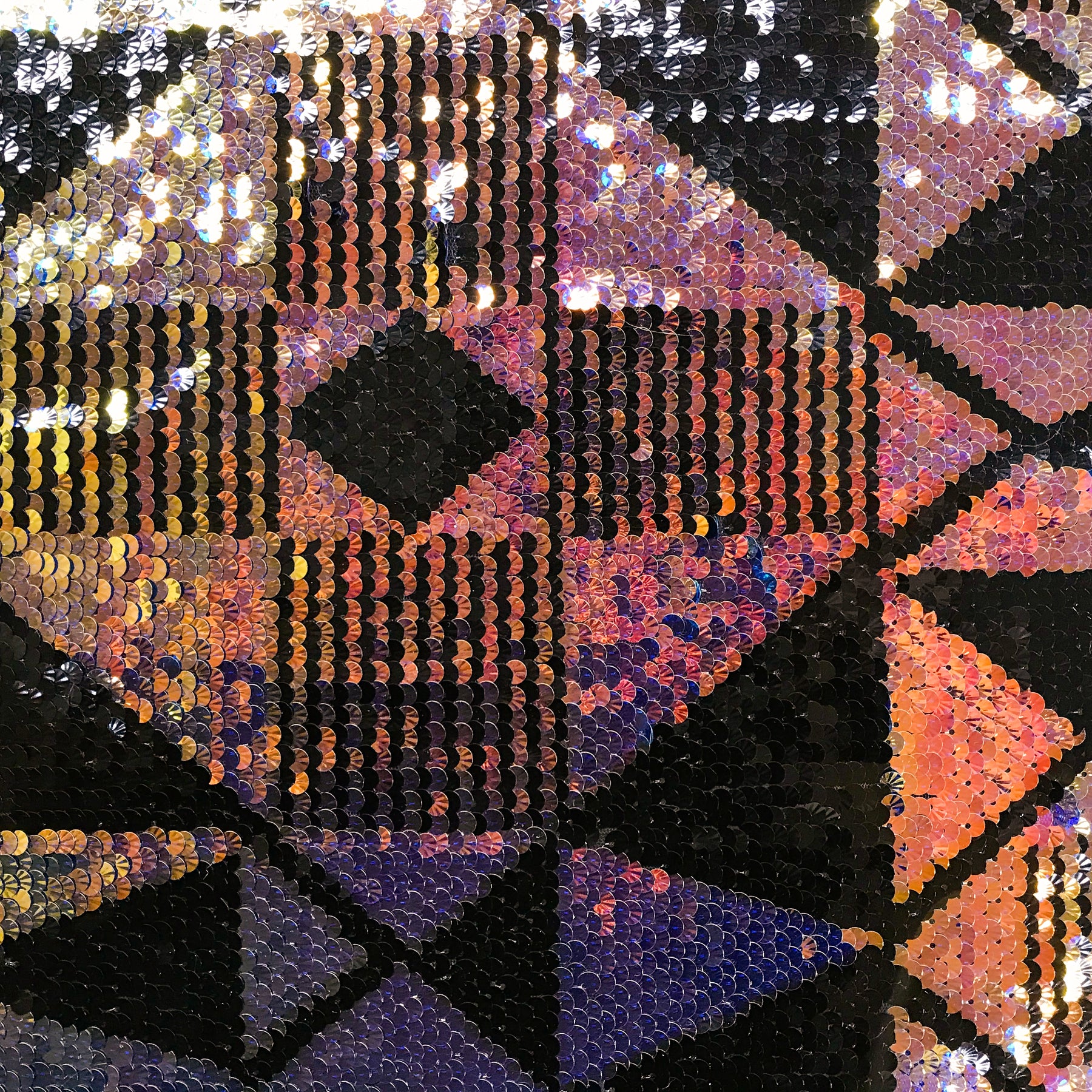 Double Color Sequins - Blue/ Gold/ Black - Sold by the Yard – Elotex Fabric