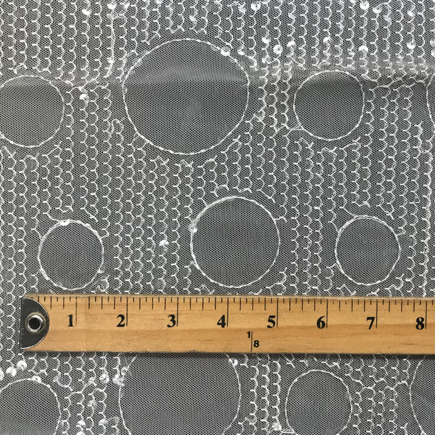 Ivory Circle Sequins Mesh - Sold by the Yard – Elotex Fabric