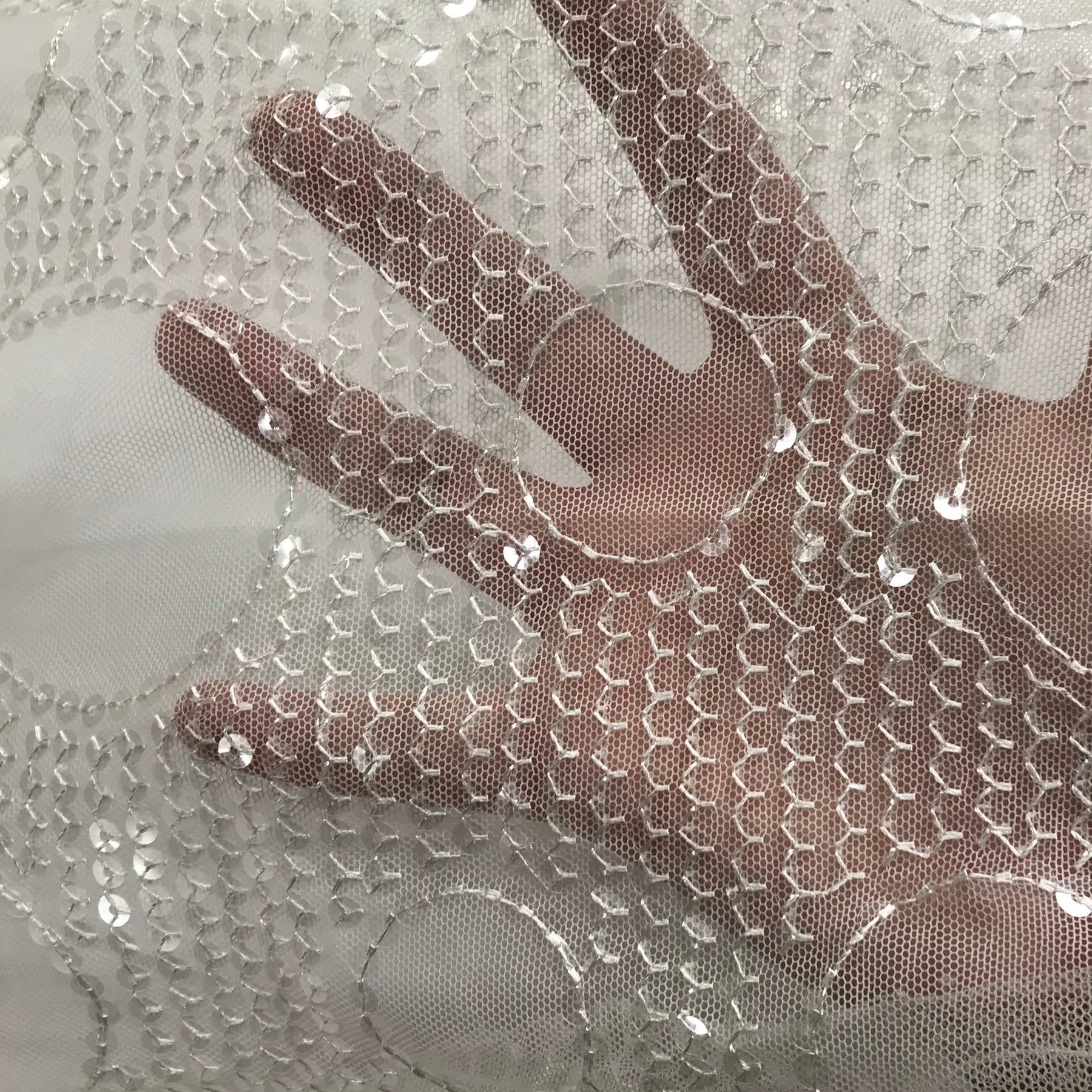 Ivory Circle Sequins Mesh - Sold by the Yard – Elotex Fabric
