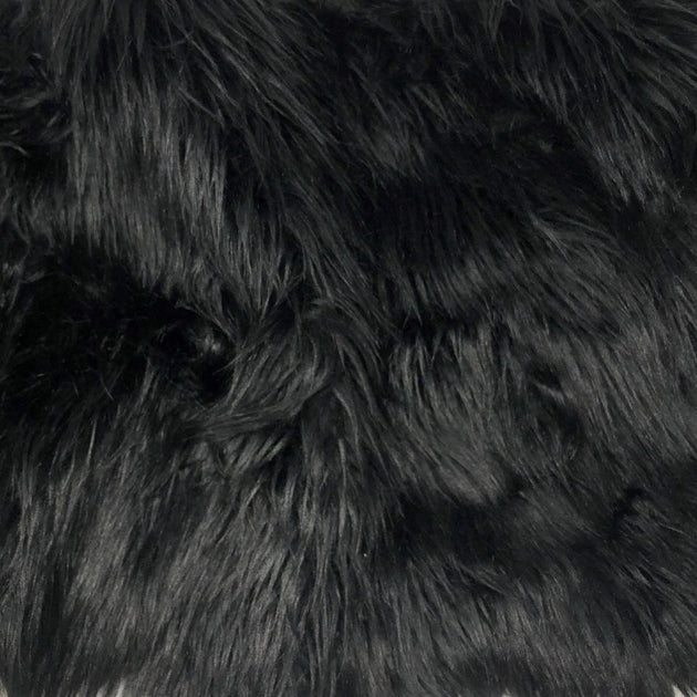 Black Solid Shaggy Long Hair Pile Faux Fur - Sold by the yard – Elotex ...