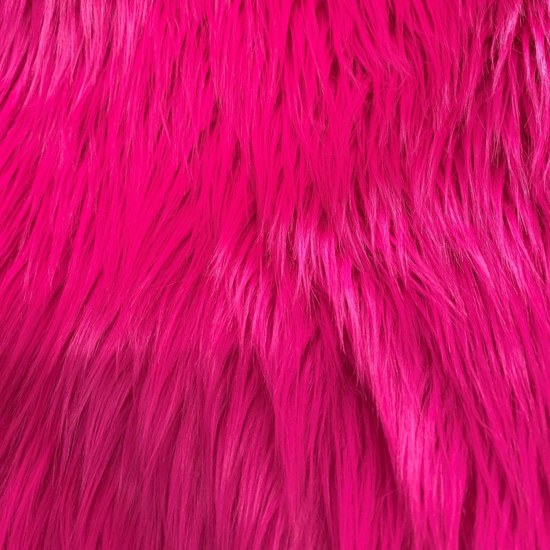 Fuchsia Hot Pink Solid Shaggy Long Hair Pile Faux Fur - Sold by the ...