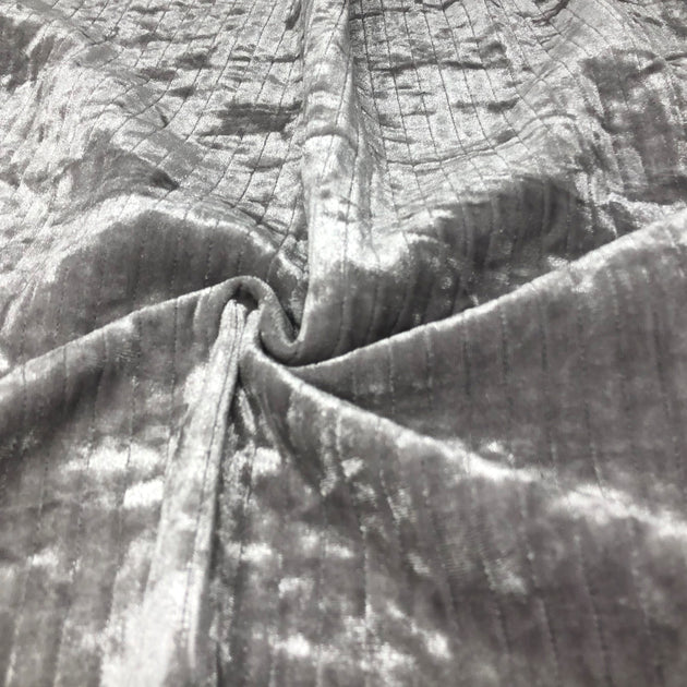 Silver Striped Upholstery Crushed Velvet – Elotex Fabric