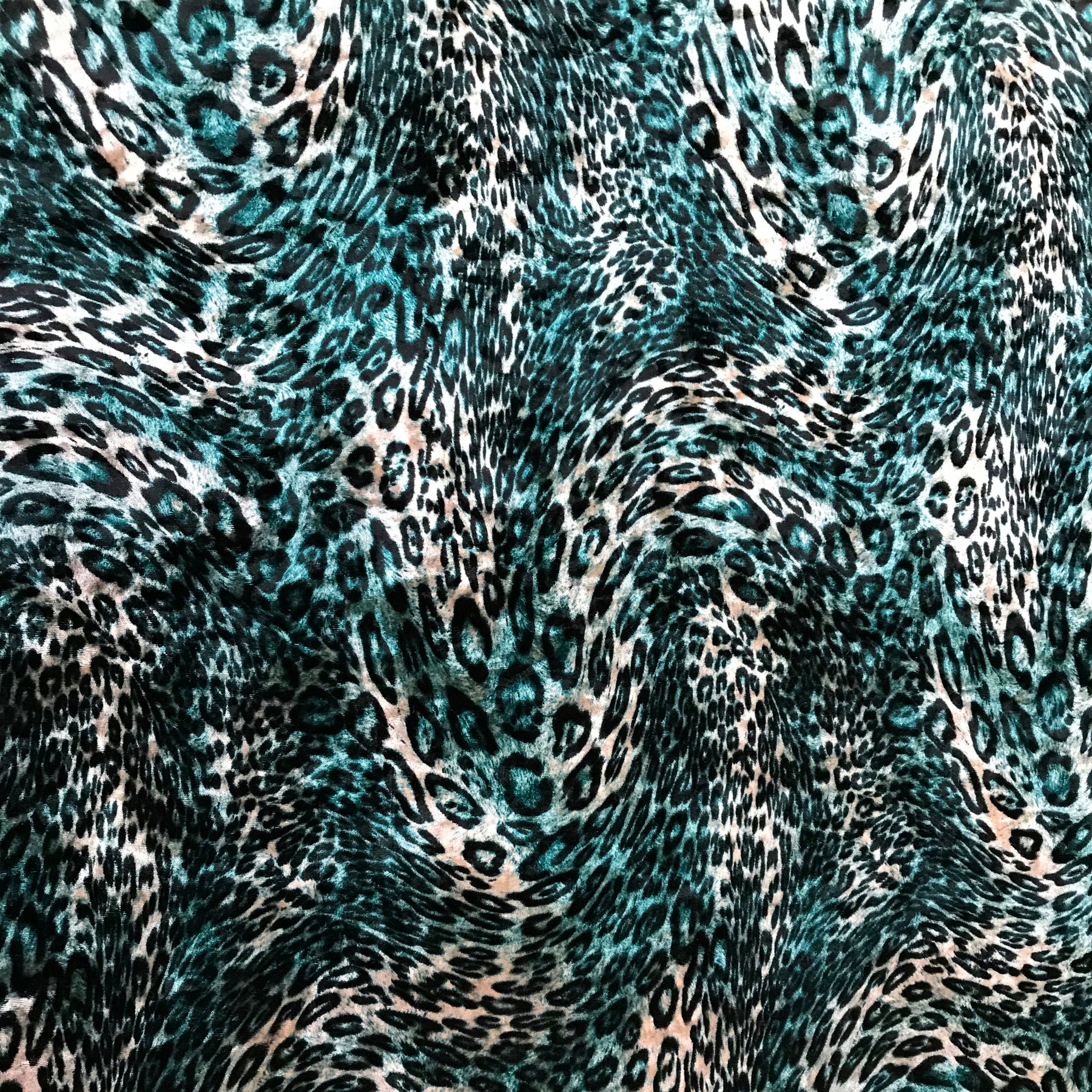 Turquoise Leopard Print Velvet - Sold by the Yard – Elotex Fabric